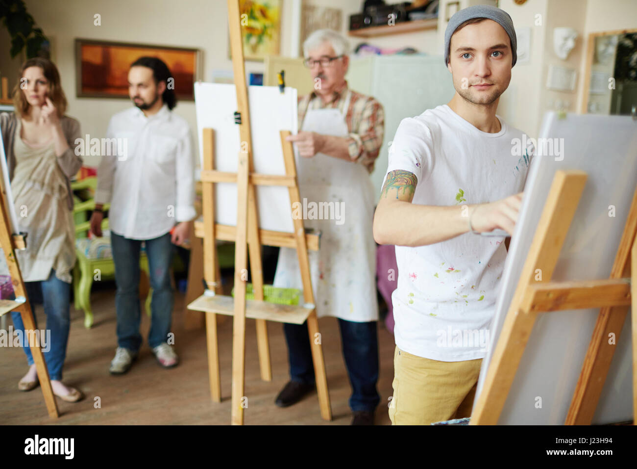 Young student of art-school learning to draw Stock Photo - Alamy