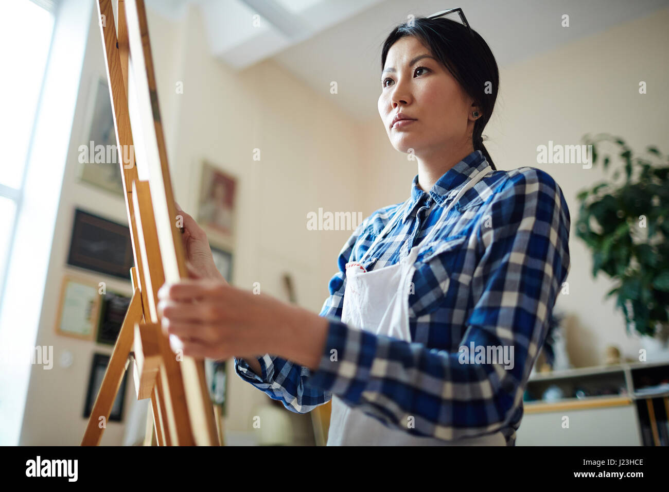 Talented female drawing from life during art course Stock Photo - Alamy