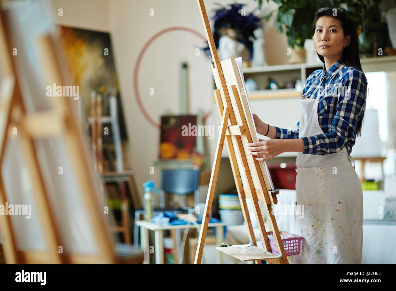 Talented girl studying in modern school of arts and painting Stock ...