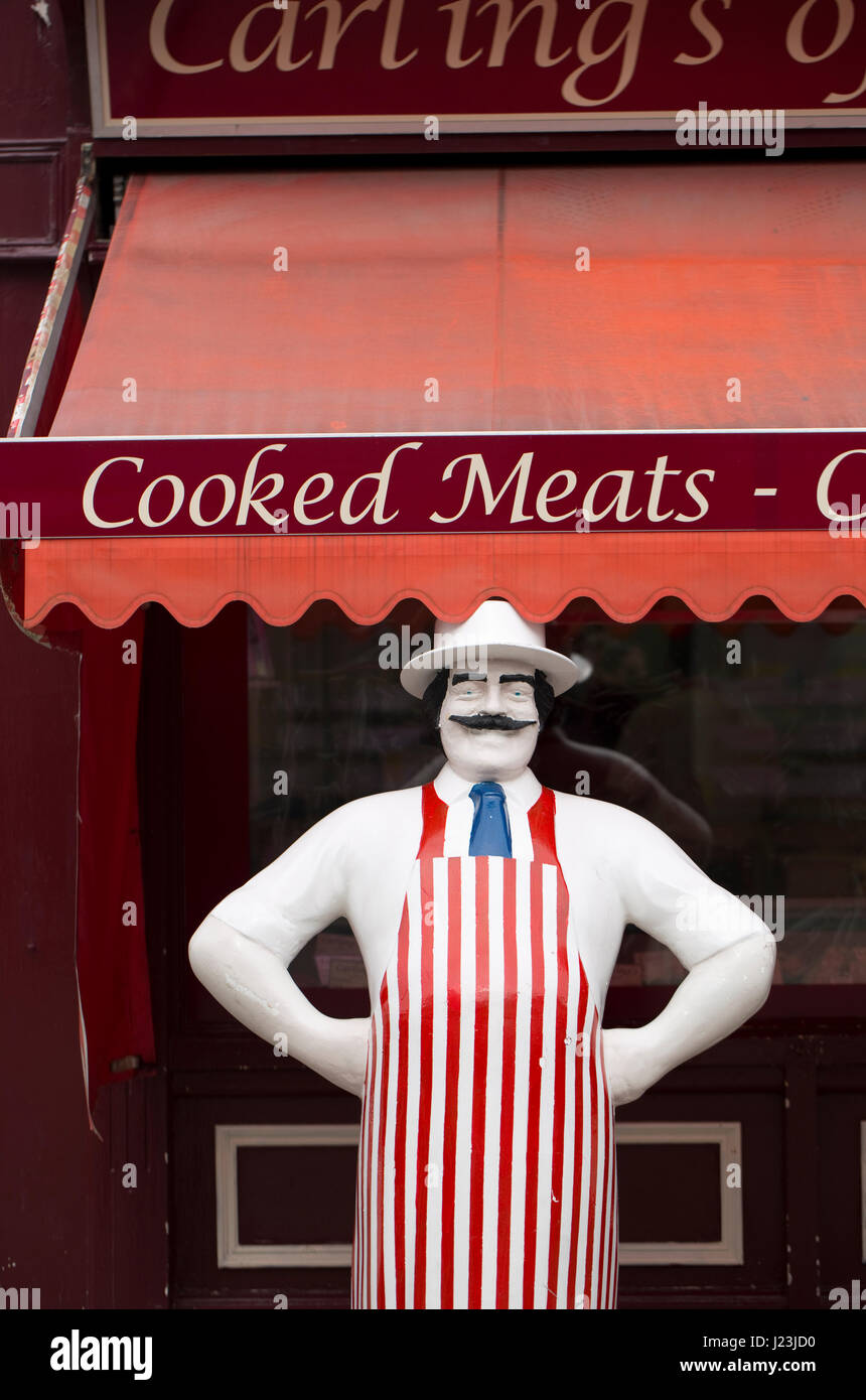 Butcher's Shop and Butcher figure on Beverley High Street - UK Stock ...