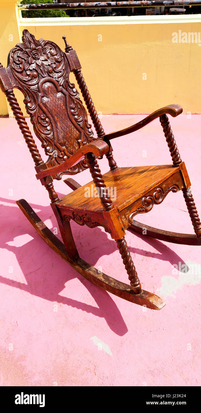 in philippines old dirty terrace whith rocking chair empty Stock Photo ...