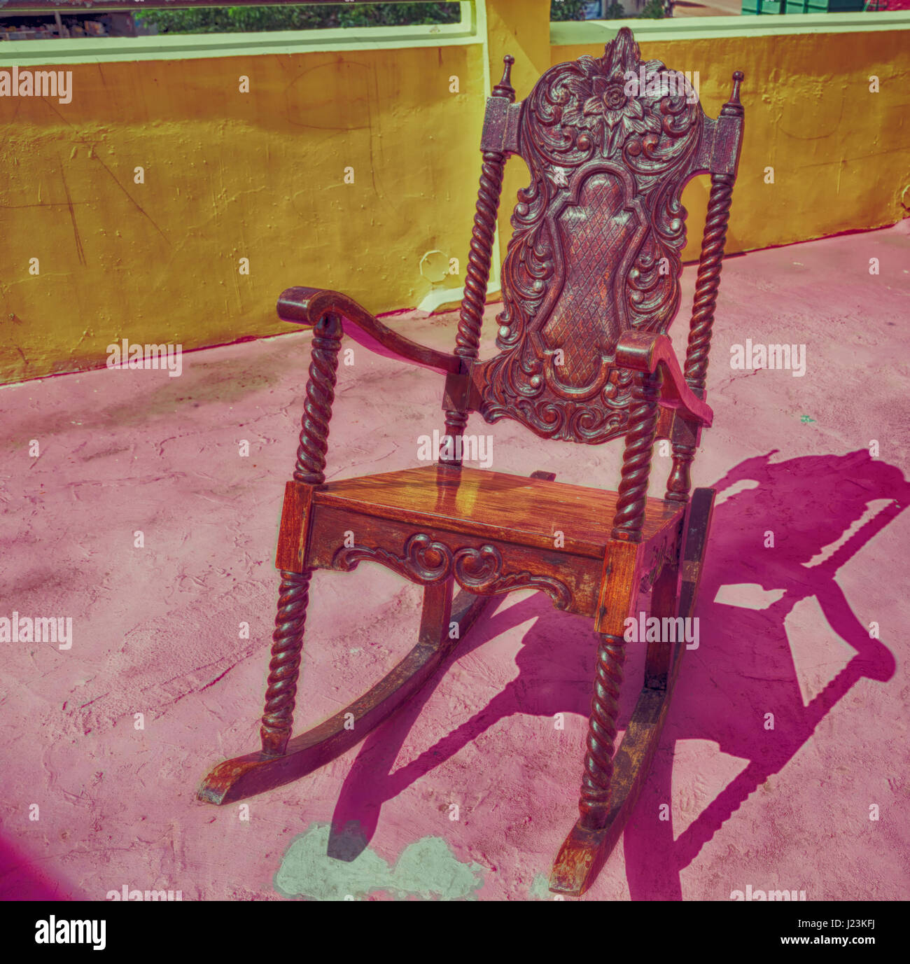 in philippines old dirty terrace whith rocking chair empty Stock Photo ...