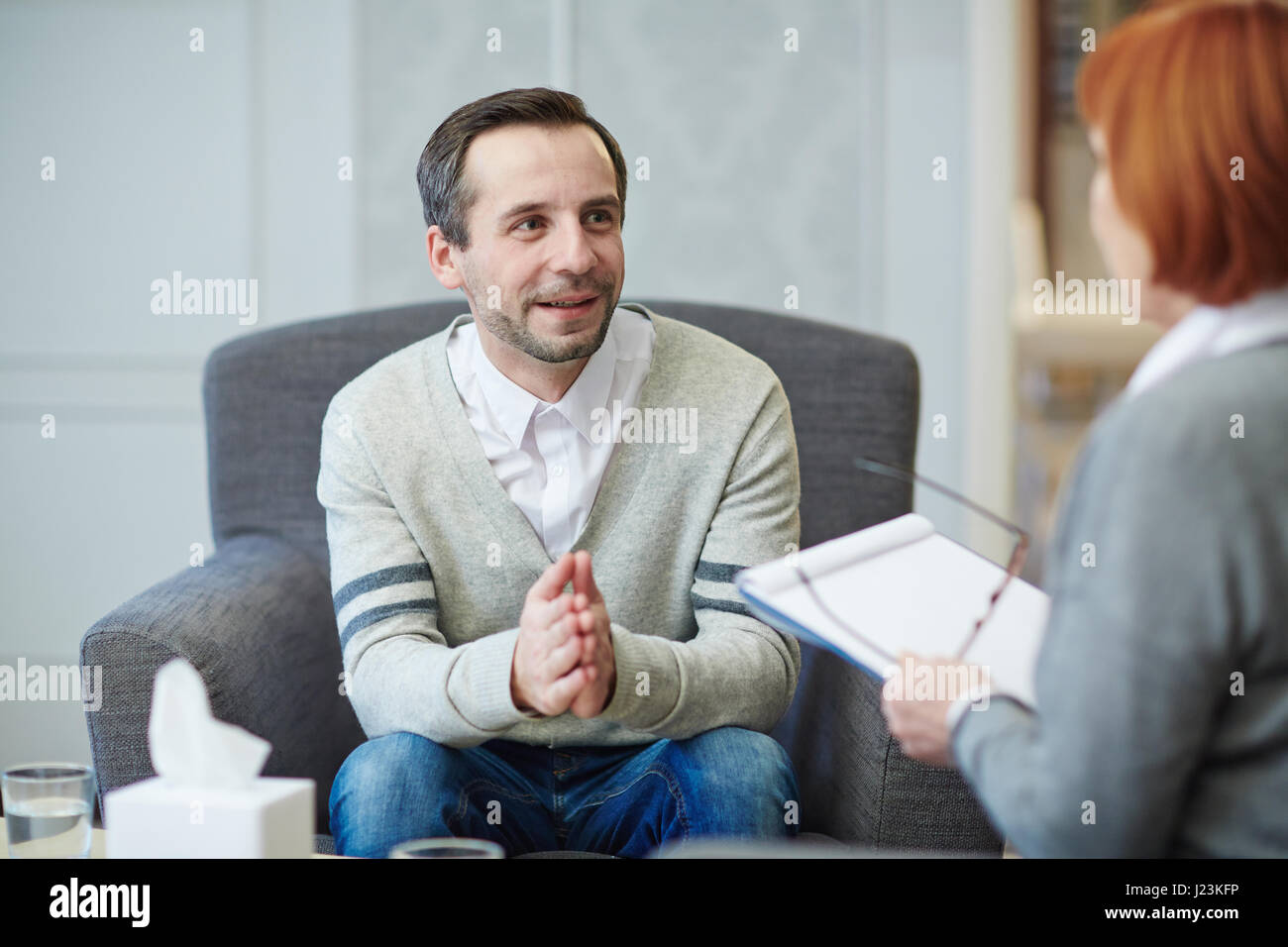 Conversation during consultation hi-res stock photography and images ...