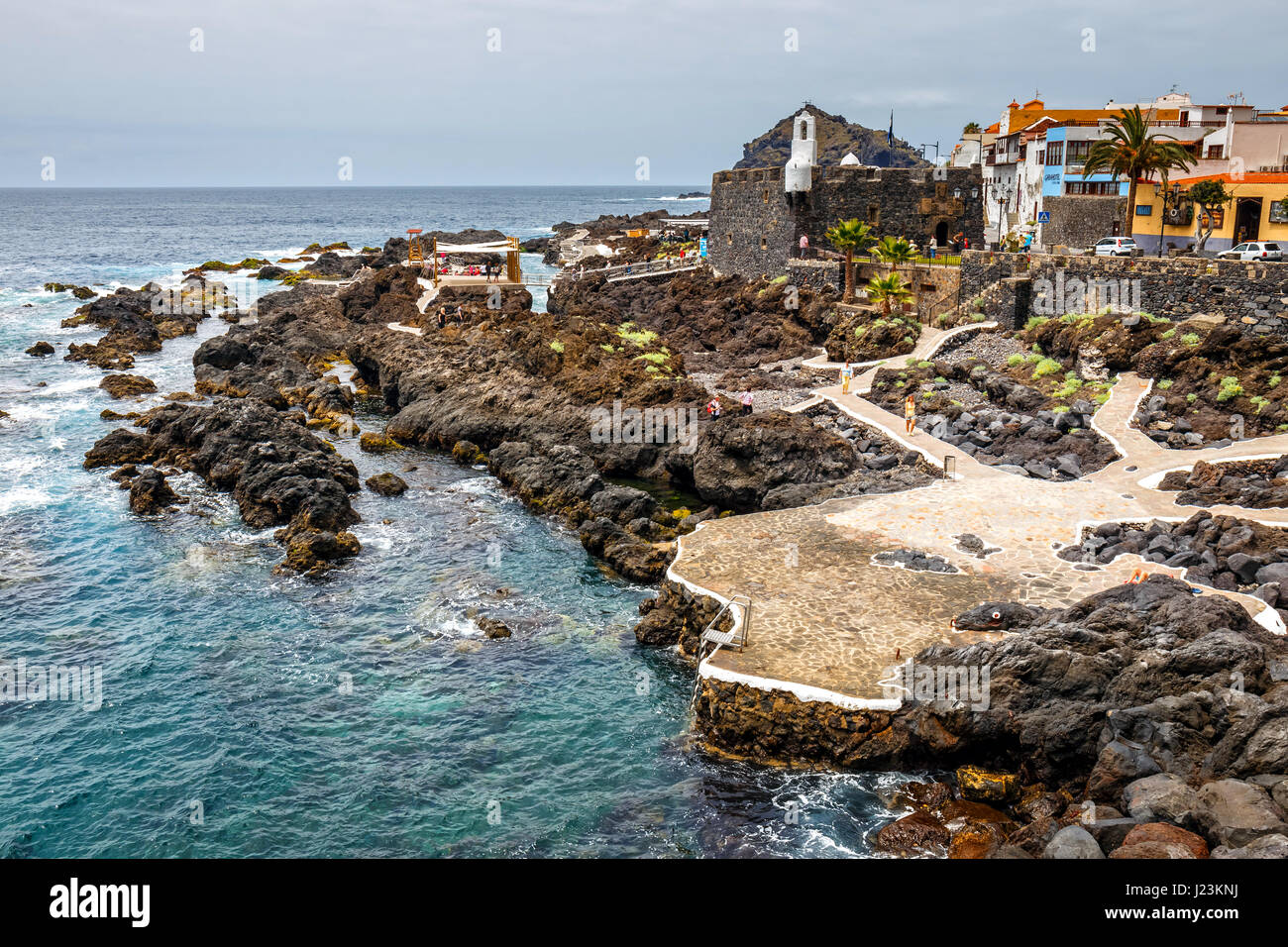 Garachico, Tenerife Island, Spain, 08 JUNE 2015: Natural volcanic pools ...