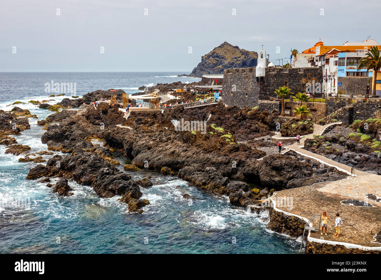 Garachico, Tenerife Island, Spain, 08 JUNE 2015: Natural volcanic pools ...
