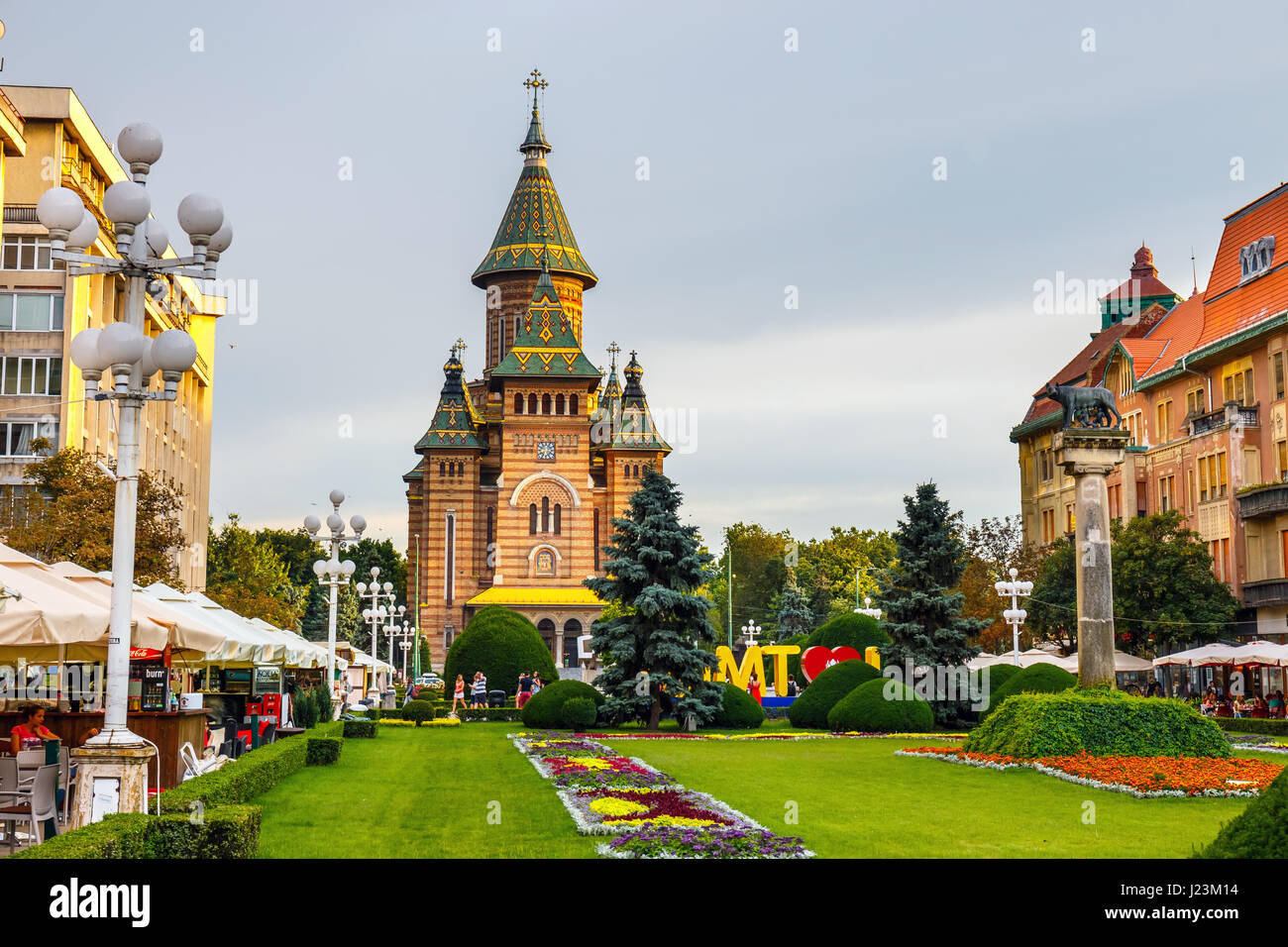 ROMANIA, TIMISOARA, 22 JULY, 2014: View of city center in Timisoara on ...