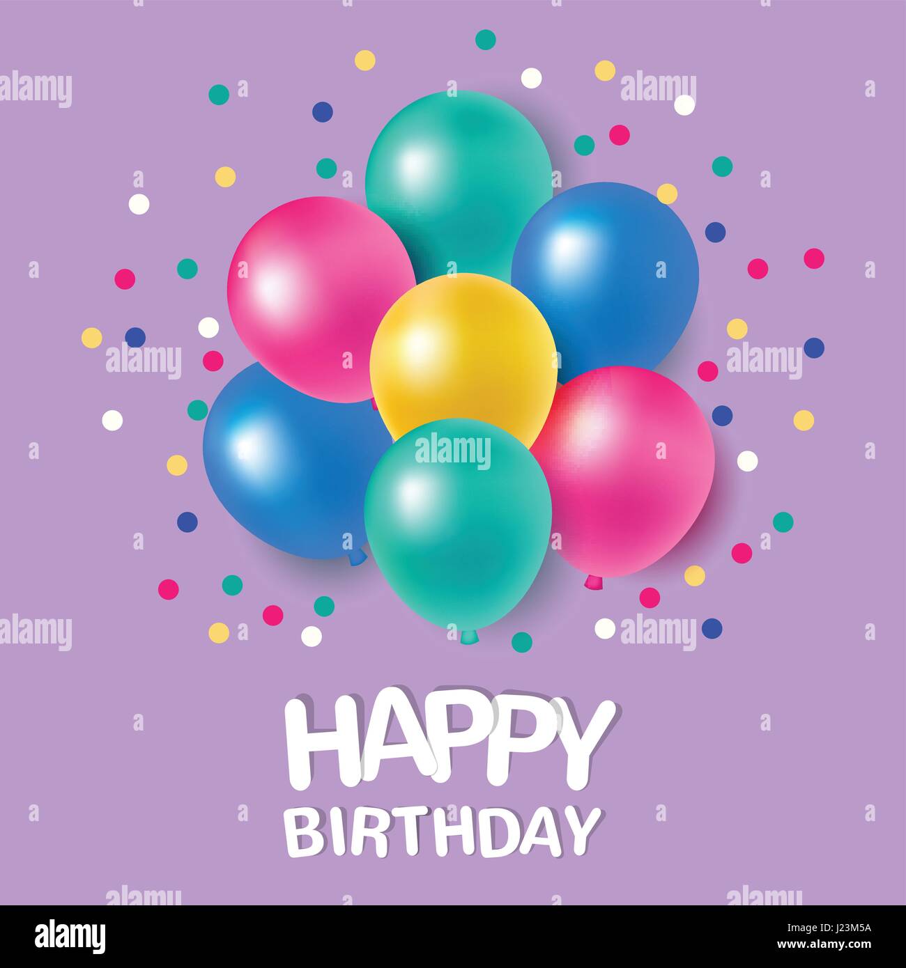 Colorful balloons with message for happy birthday celebration Stock ...