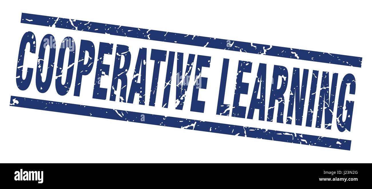 square grunge blue cooperative learning stamp Stock Vector Image & Art ...