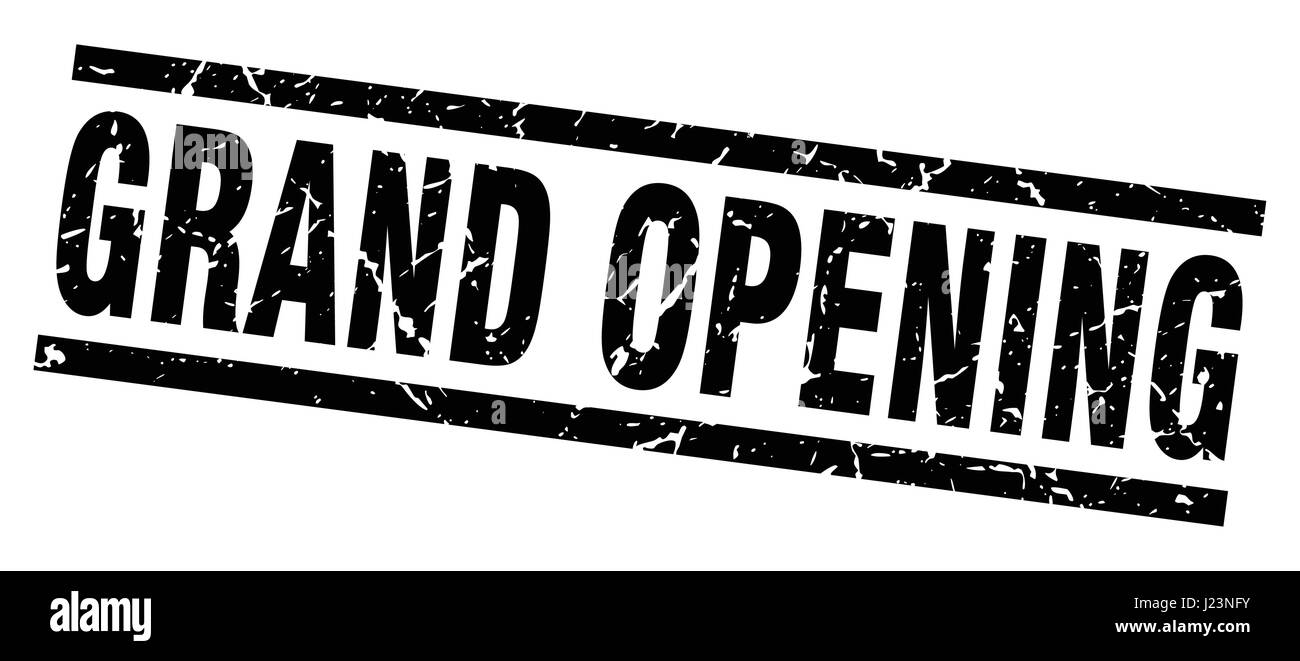 Grand opening stamp Black and White Stock Photos & Images - Alamy