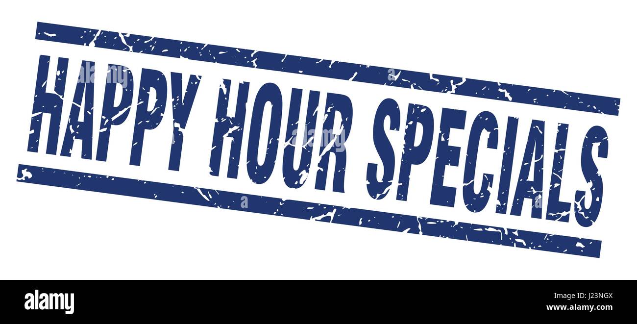 square grunge blue happy hour specials stamp Stock Vector Image & Art ...