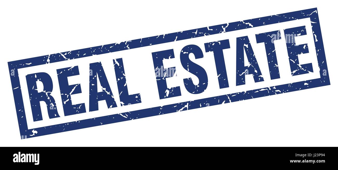square grunge blue real estate stamp Stock Vector Image & Art - Alamy