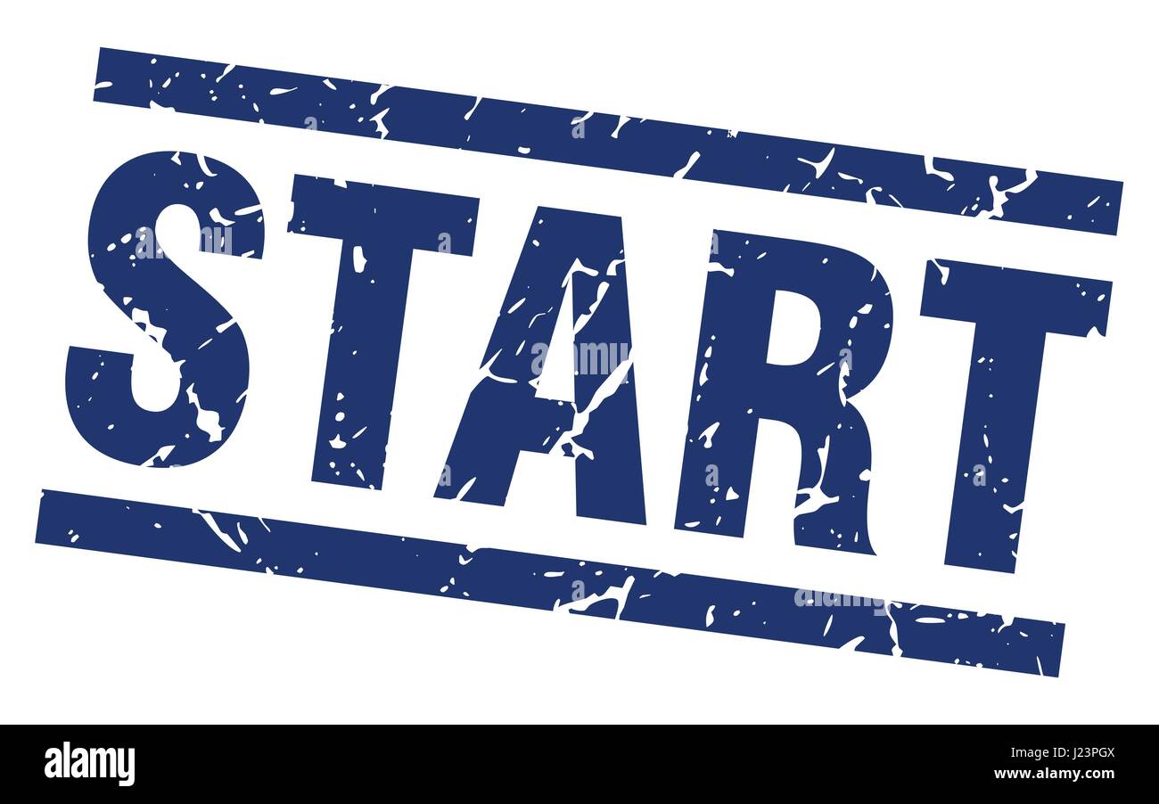 square grunge blue start stamp Stock Vector Image & Art - Alamy