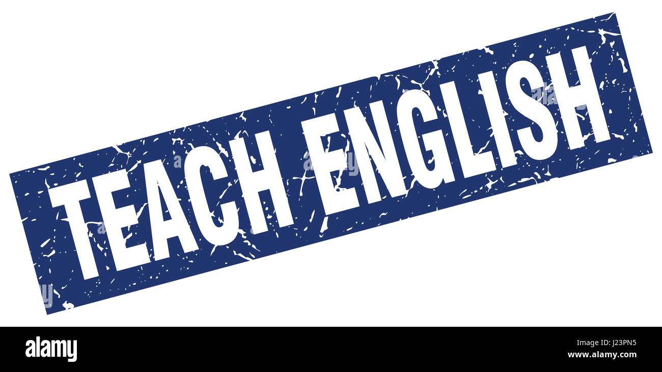 square grunge blue teach english stamp Stock Vector Image & Art - Alamy