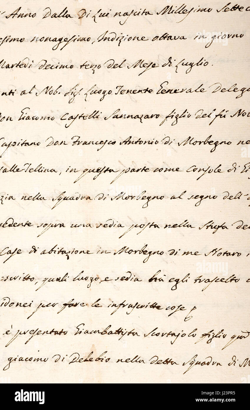 manuscript of the 1700/1800 century Stock Photo - Alamy