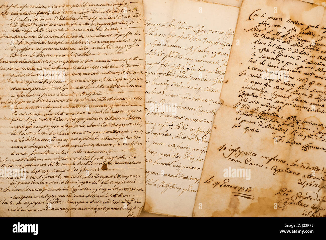 manuscripts of the 1700/1800 century Stock Photo - Alamy