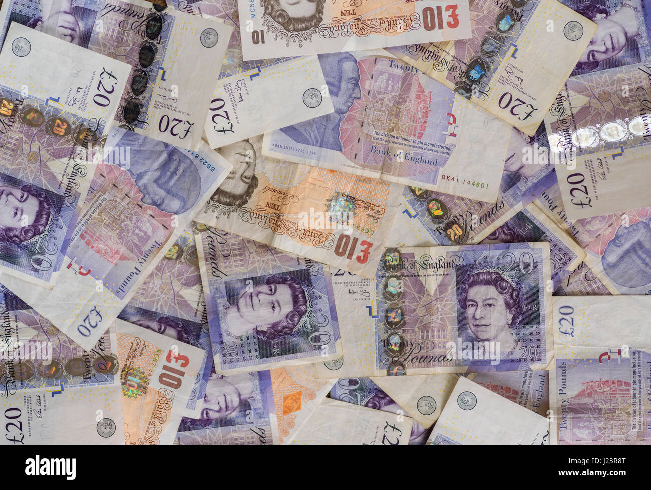 20 pound notes pile hi-res stock photography and images - Alamy