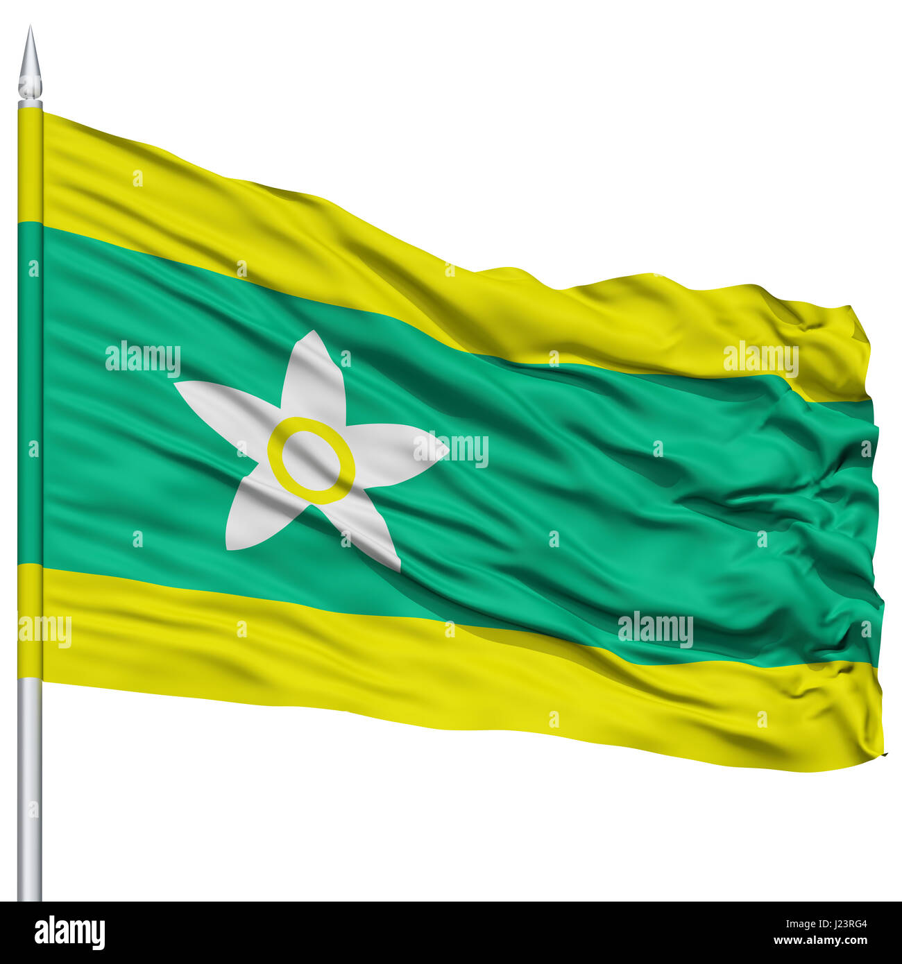 Isolated Ehime Japan Prefecture Flag on Flagpole, Flying in the Wind ...