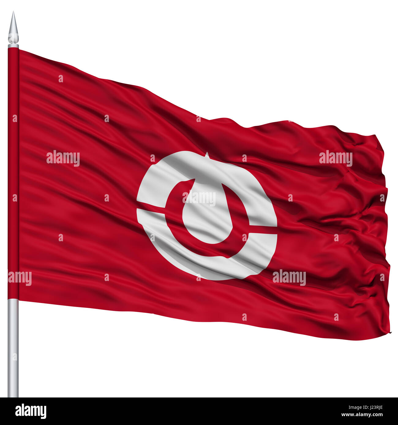 Isolated Kochi Japan Prefecture Flag on Flagpole, Flying in the Wind ...