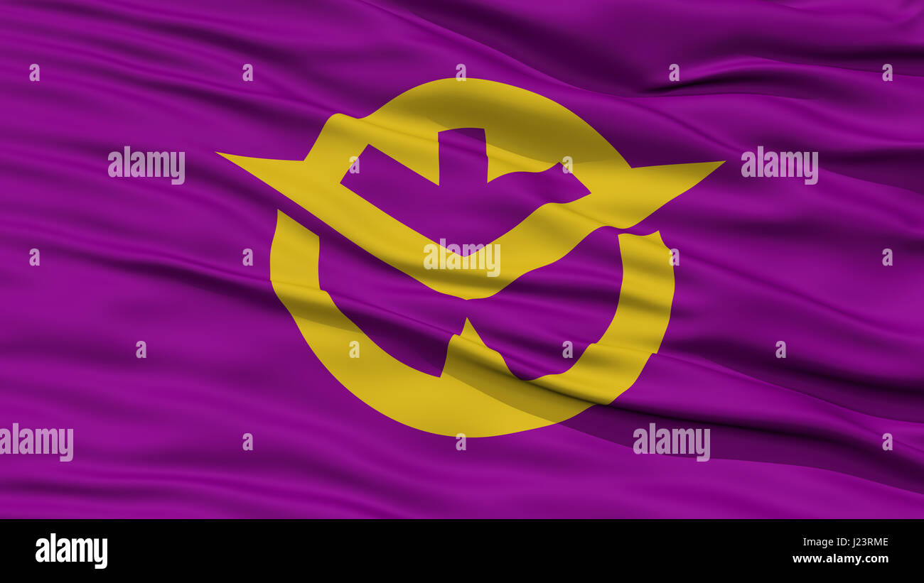 Closeup Okayama Japan Prefecture Flag, Waving in the Wind, High ...