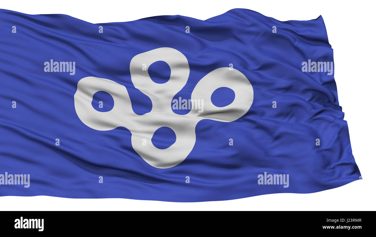 Isolated Osaka Japan Prefecture Flag, Waving on White Background, High ...