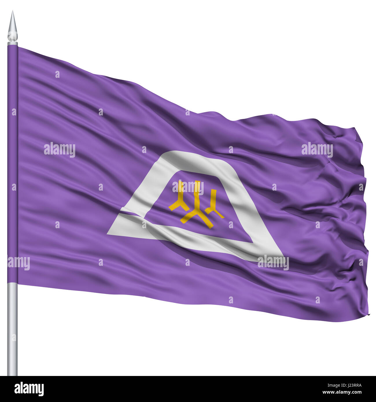 Isolated Yamanashi Japan Prefecture Flag on Flagpole, Flying in the ...