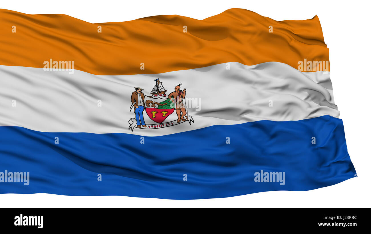 Isolated Albany Flag, Capital of New York State, Waving on White ...