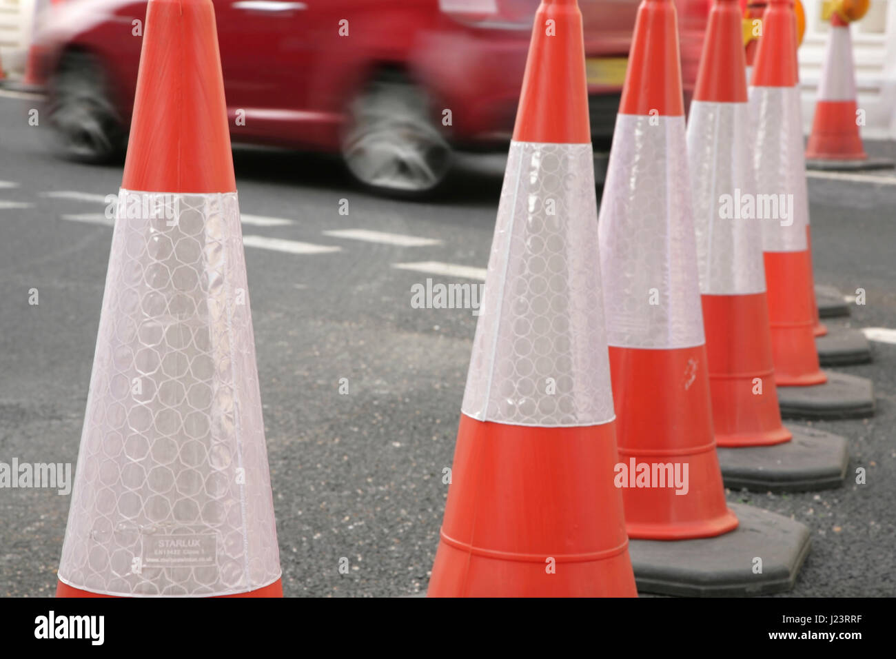 Road cones at section of roadworks Stock Photo - Alamy