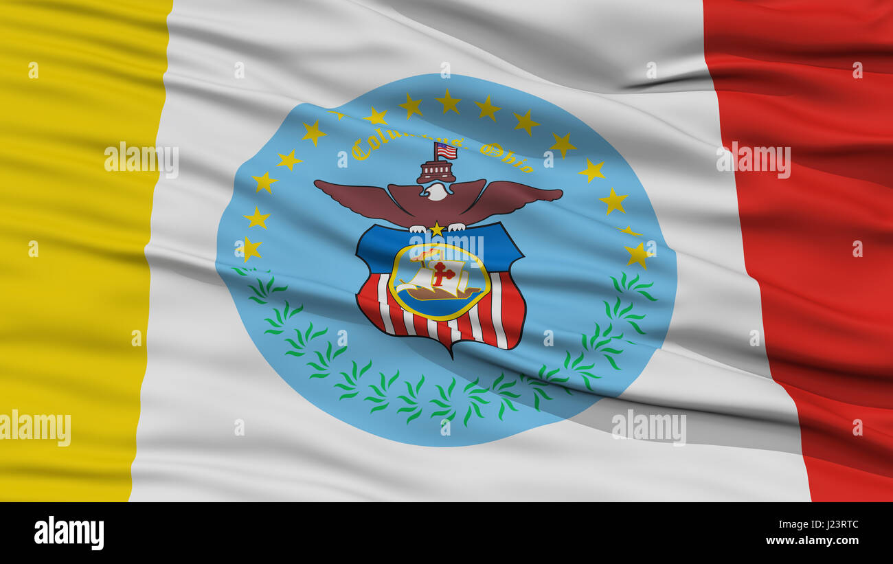 Closeup Columbus Flag, Capital of Ohio State, Flying in the Wind Stock ...
