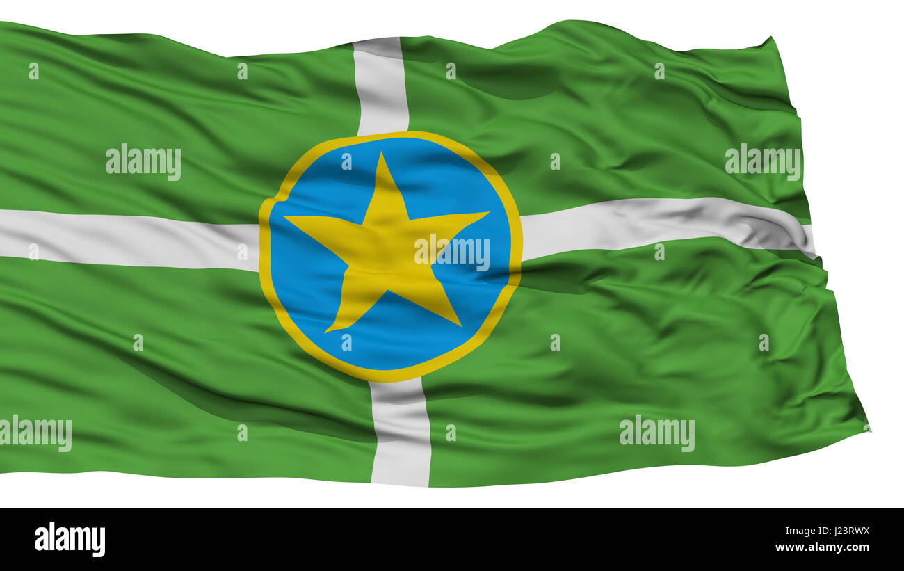 Isolated Jackson Flag, Capital of Mississippi State, Waving on White ...