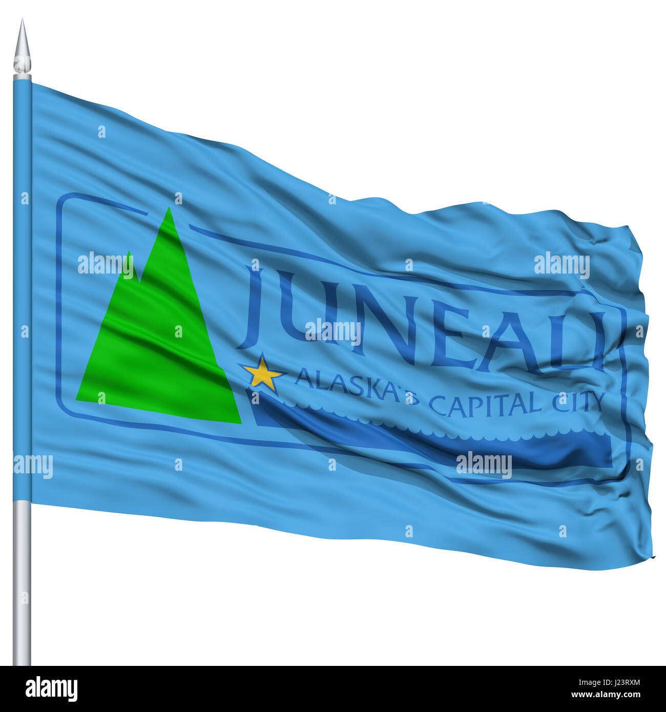 Juneau Flag on Flagpole, Capital of Alaska State, Flying in the Wind ...