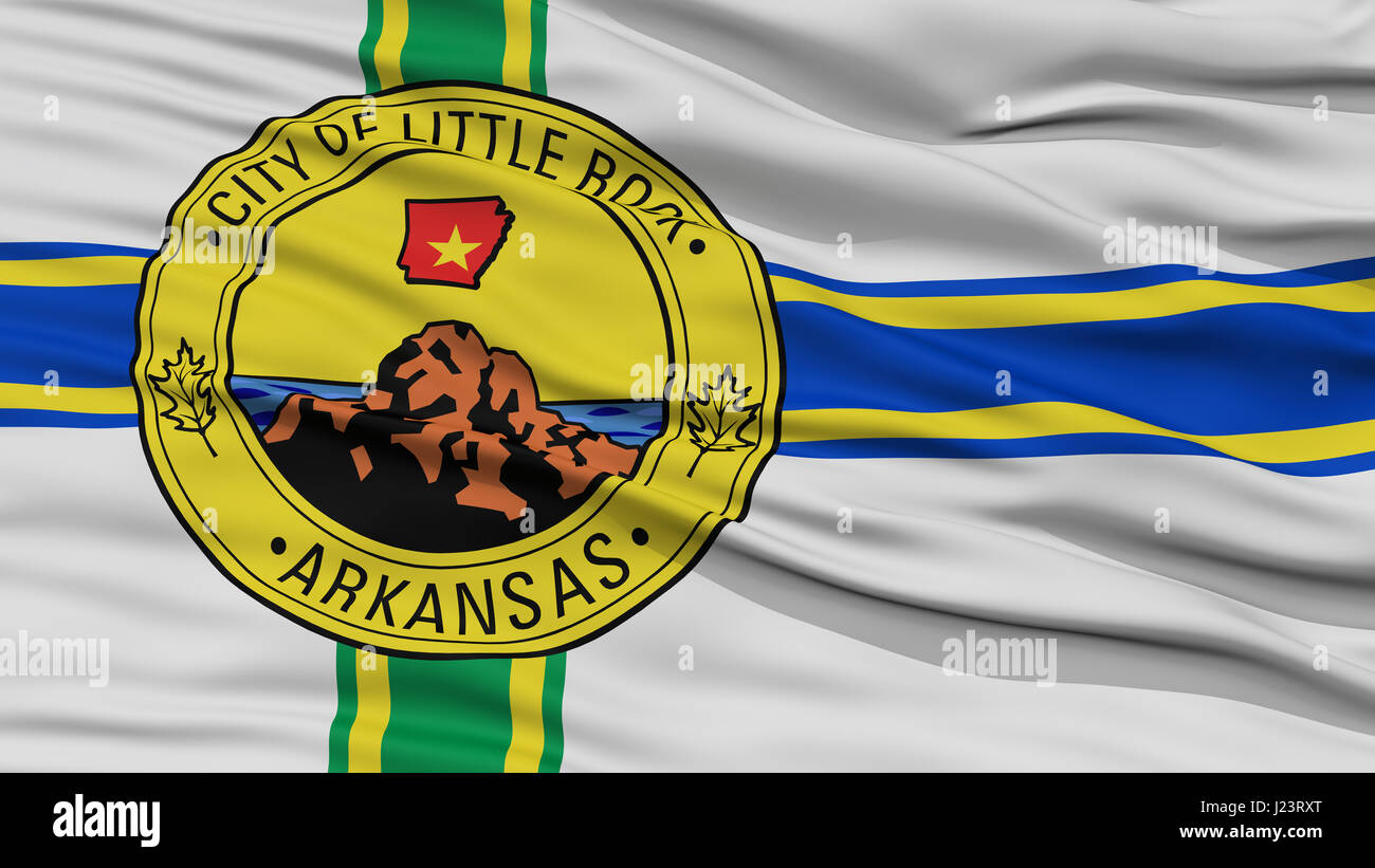 Closeup Little Rock Flag, Capital of Arkansas State, Flying in the Wind ...