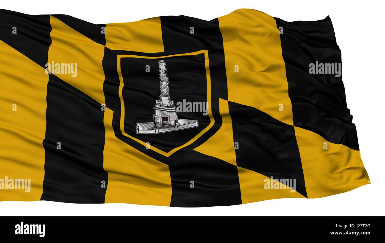 Isolated Baltimore City Flag, City of Maryland State, Waving on White ...