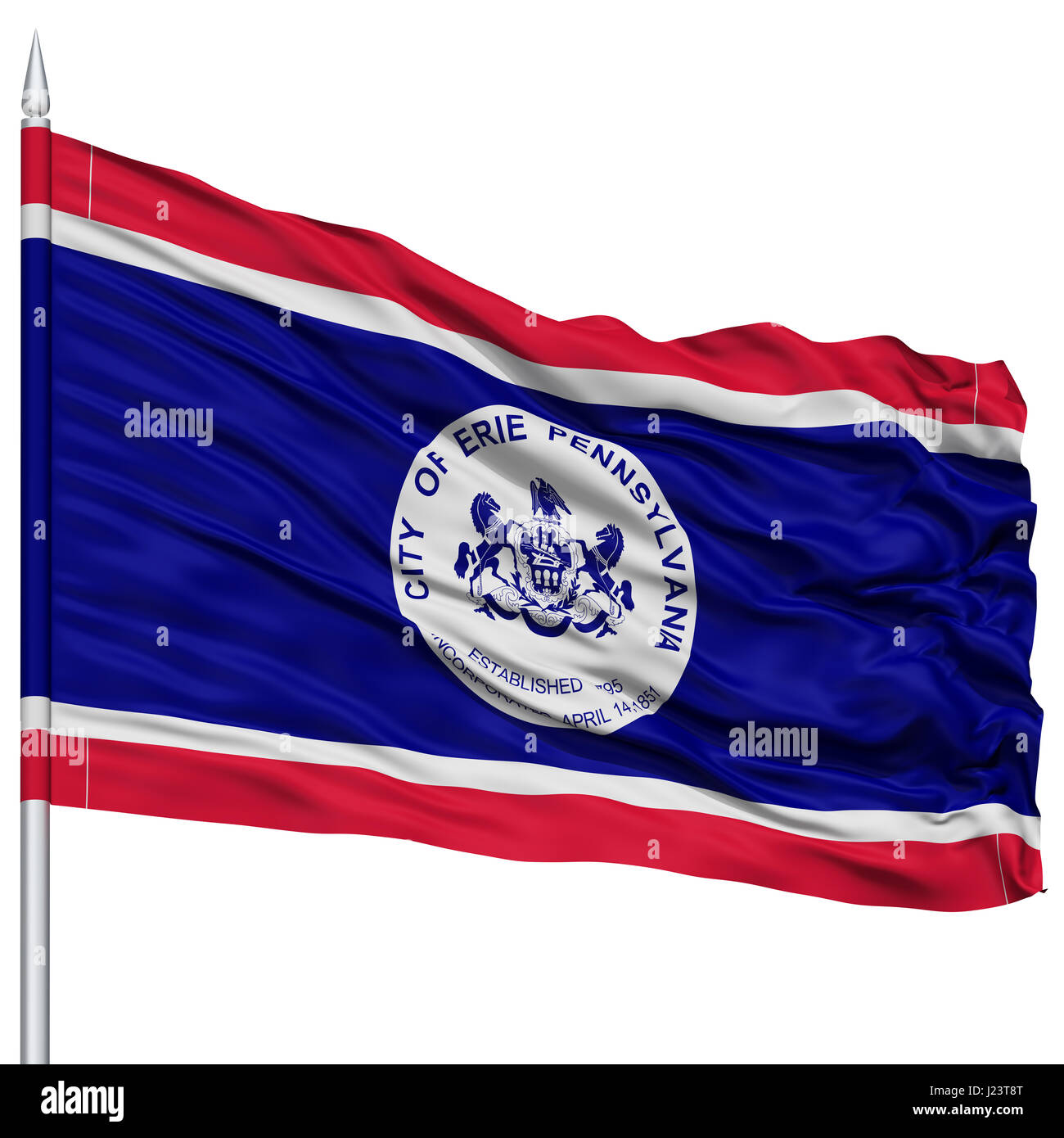 Erie Flag Flag on Flagpole, Pennsylvania State, Flying in the Wind ...