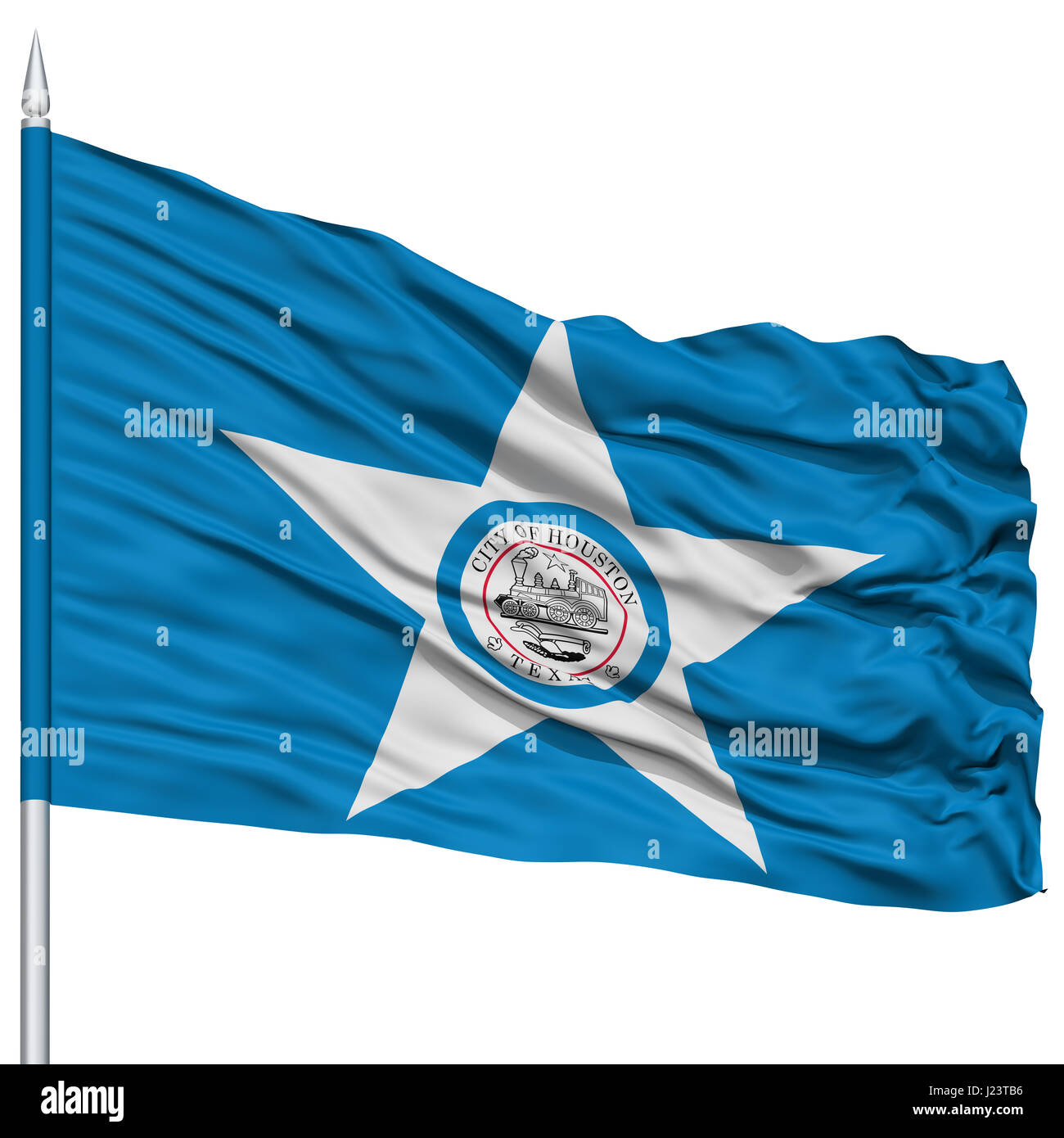 Houston City Flag on Flagpole, Texas State, Flying in the Wind ...