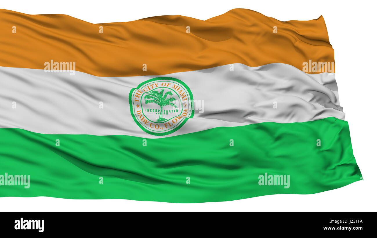 Isolated Miami City Flag, City of Florida State, Waving on White ...