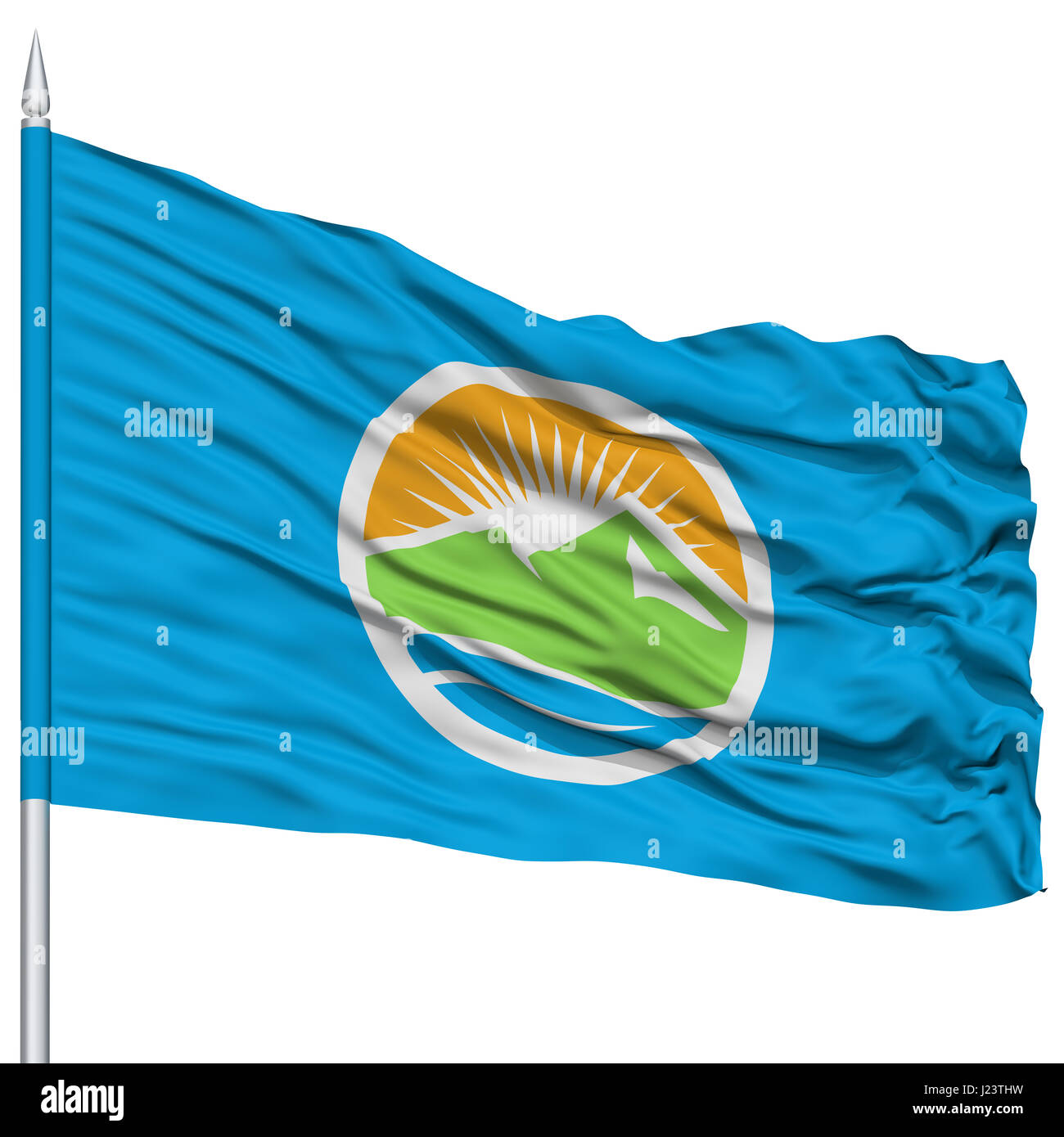 Provo City Flag on Flagpole, Utah State, Flying in the Wind, Isolated ...