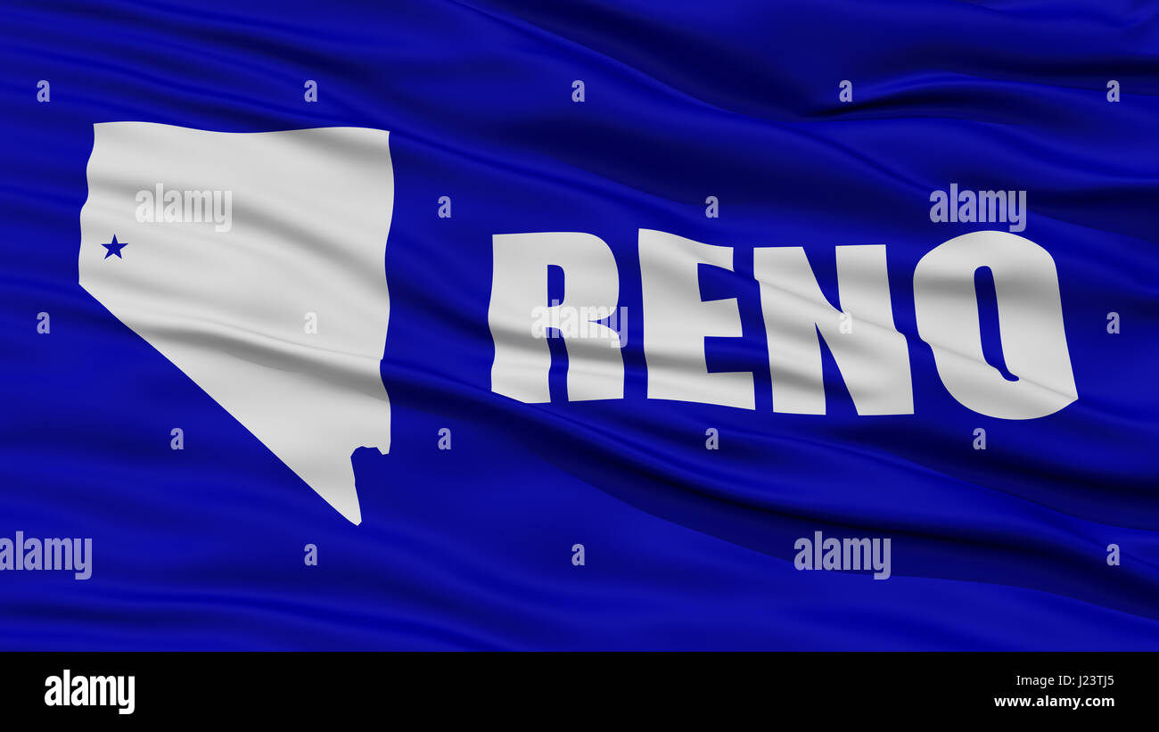 Closeup of Reno City Flag, Waving in the Wind, Nevada State, United ...