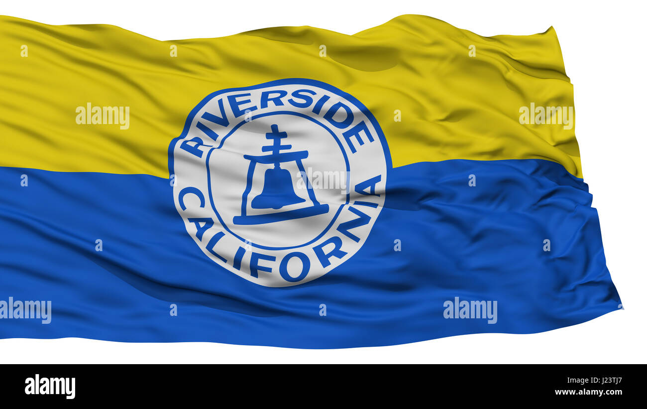 Isolated Riverside City Flag, City of California State, Waving on White ...