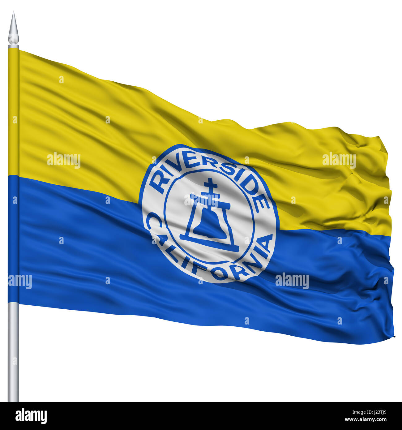 Riverside City Flag on Flagpole, California State, Flying in the Wind ...