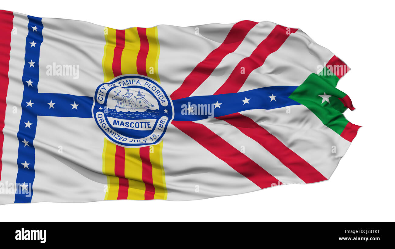 Isolated Tampa City Flag, City of Florida State, Waving on White ...