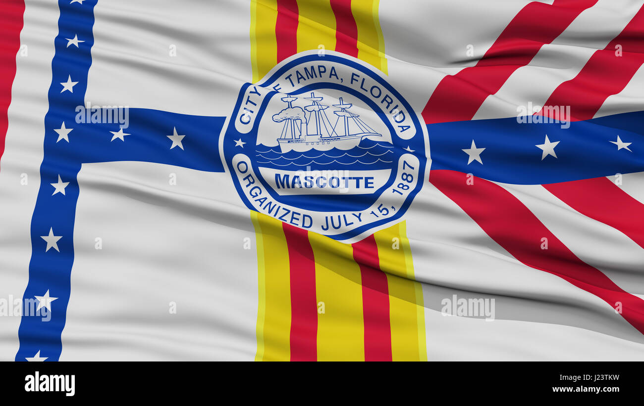 Closeup of Tampa City Flag, Waving in the Wind, Florida State, United ...