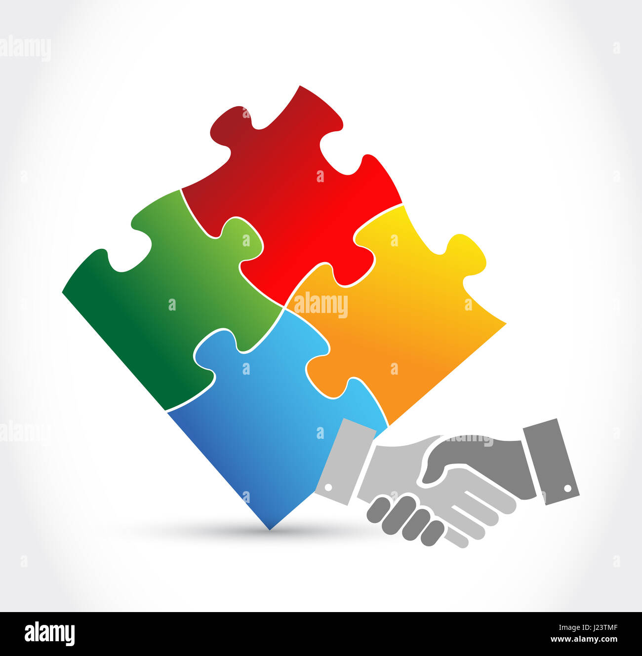 puzzle handshake unity concept illustration design isolated over white ...