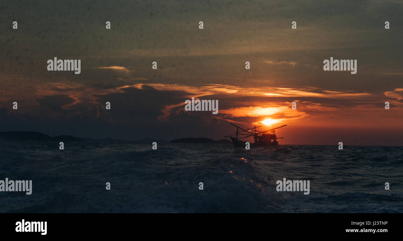 a ship sails on the sea Stock Photo - Alamy