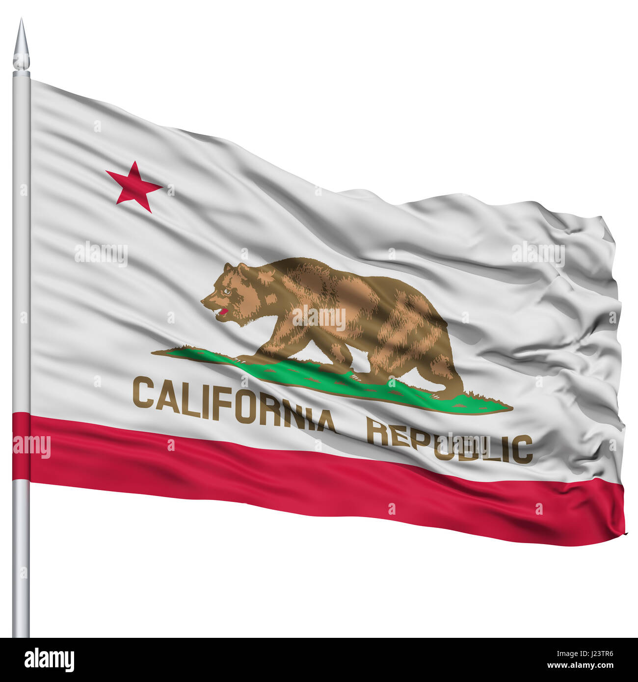Isolated California Flag on Flagpole, USA state Stock Photo - Alamy