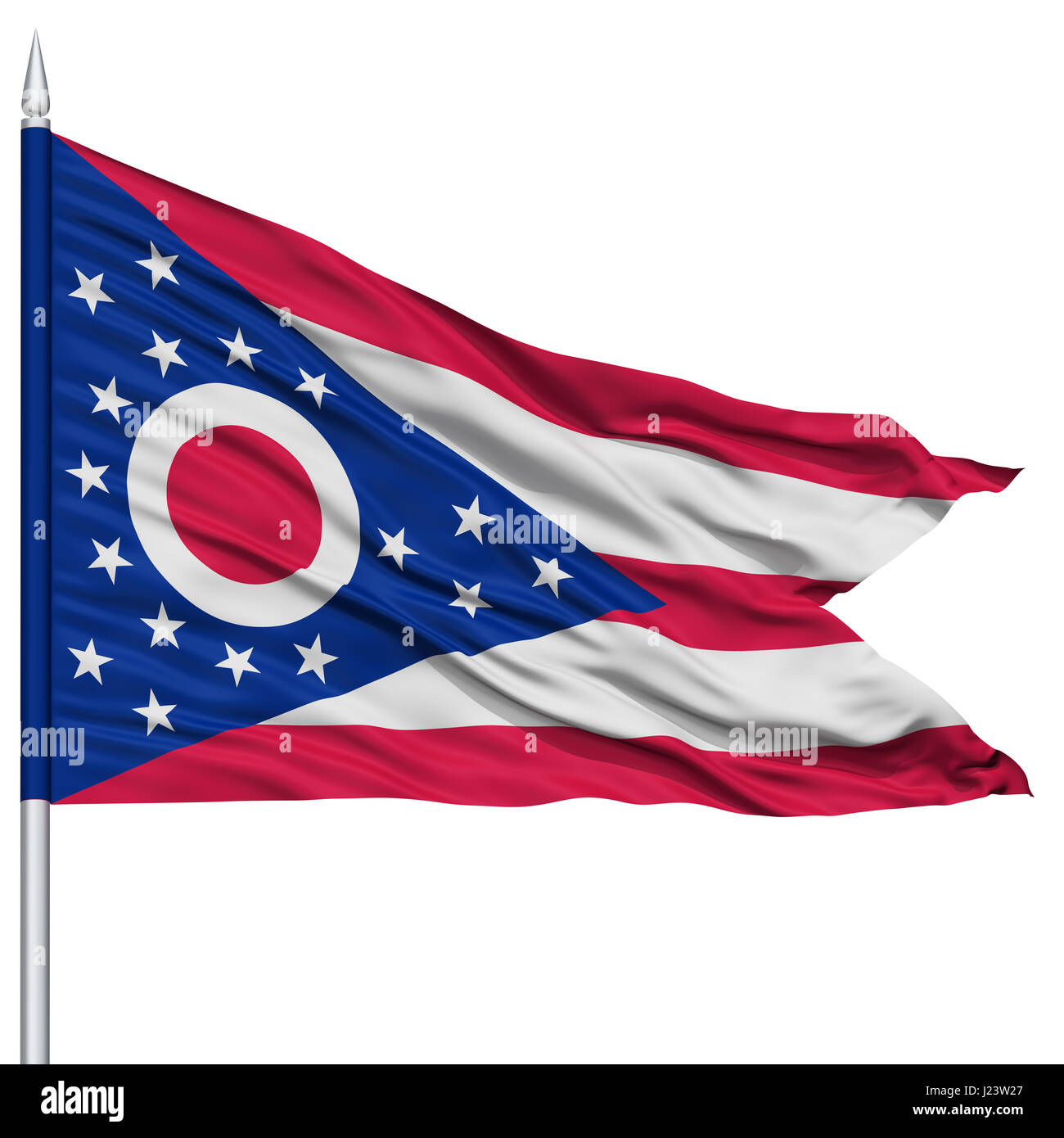 Isolated Ohio Flag on Flagpole, USA state Stock Photo - Alamy