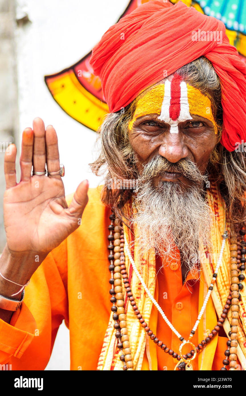 Holy man sadhu hand up hi-res stock photography and images - Alamy