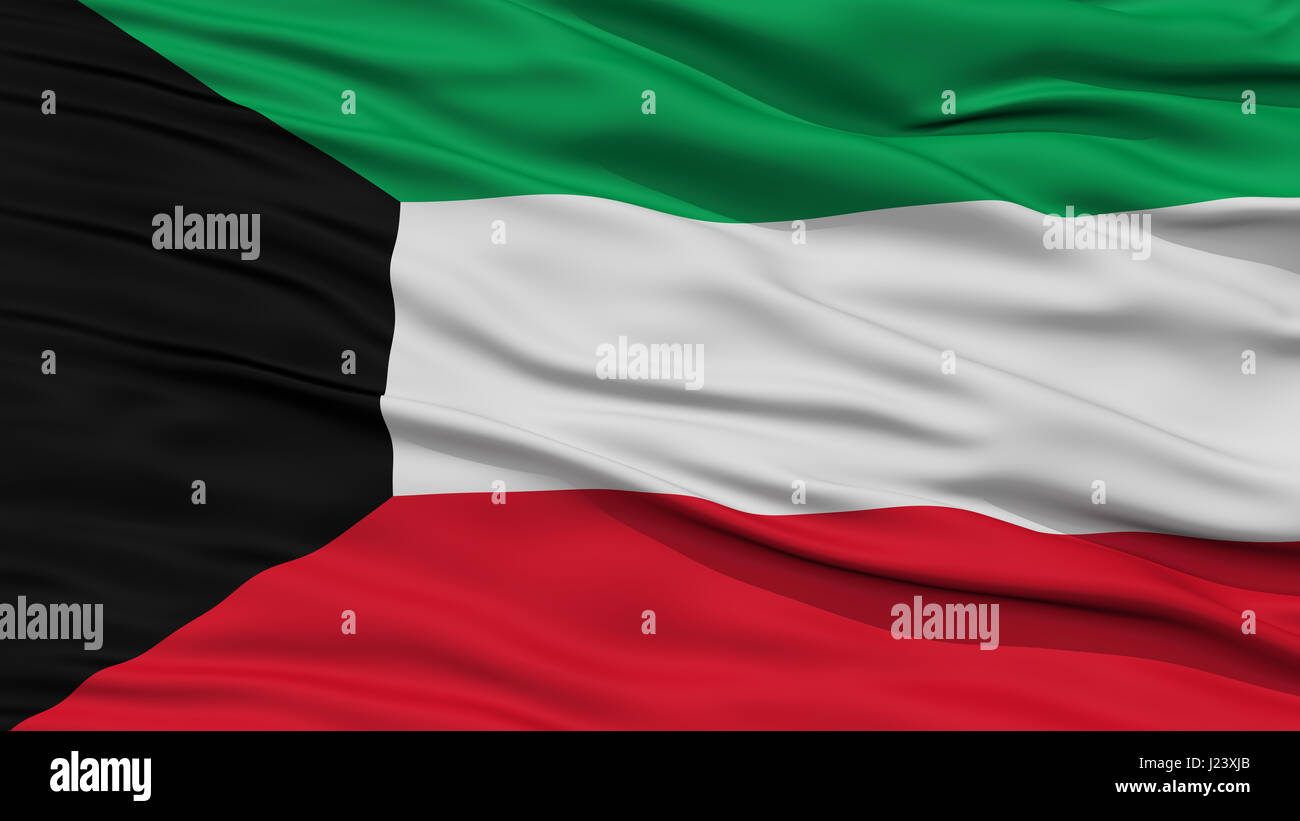 Closeup Kuwait Flag Stock Photo - Alamy