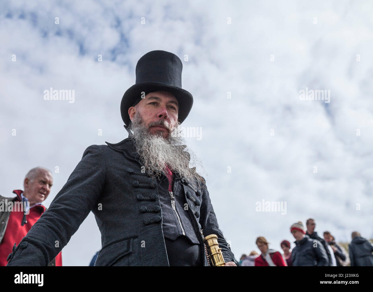 A man poses for photos whilst at the Whitby Goth Weekend in North ...