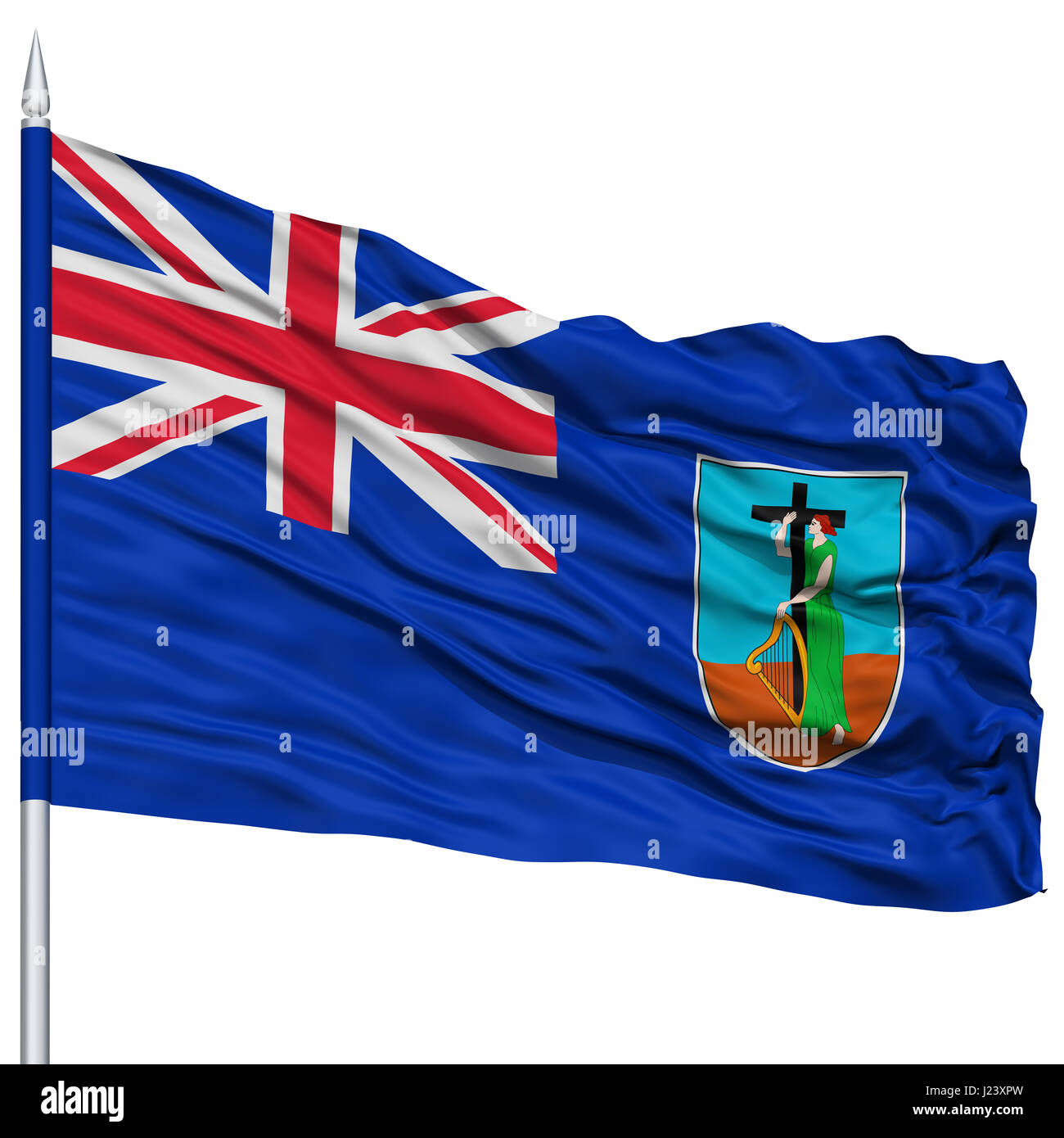 Montserrat Flag on Flagpole Stock Photo - Alamy
