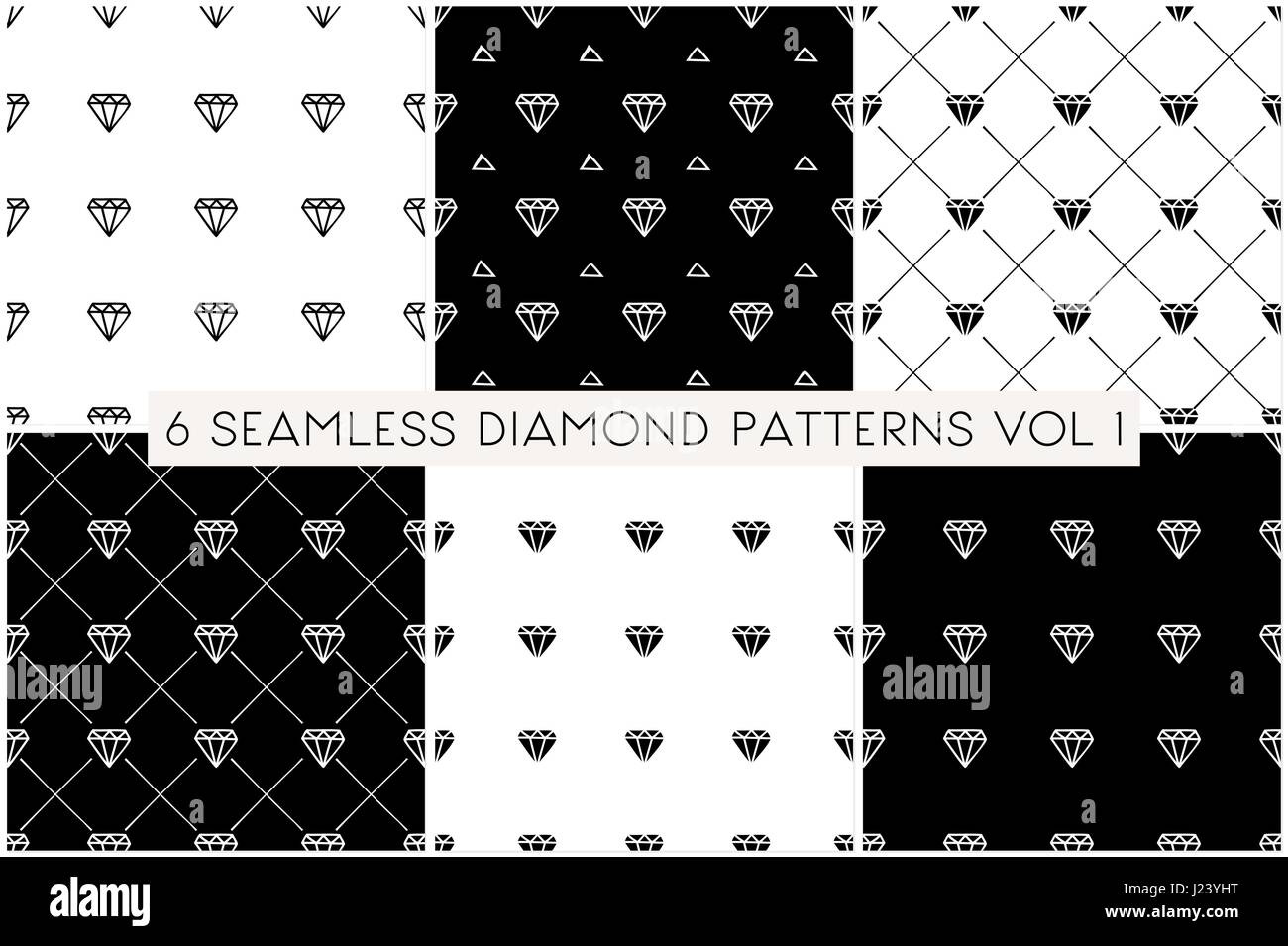 A set of 6 diamond shapes repeat patterns in black and white. Modern ...